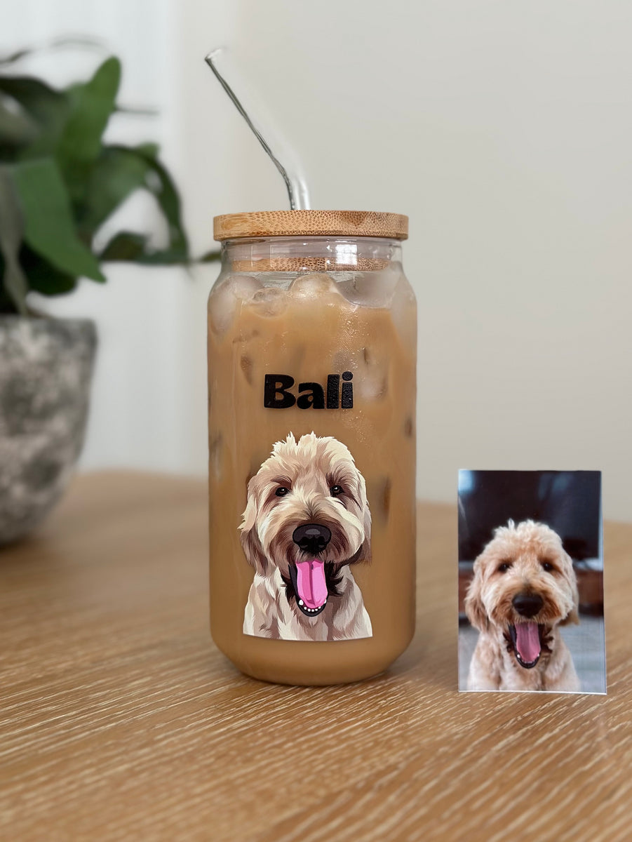 Pet Portrait Glass Cup - 16oz – The Shaggy Paw